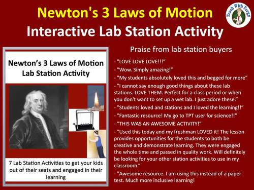 Newton's Three Laws of Motion - 7 Engaging and Unique Lab Station ...