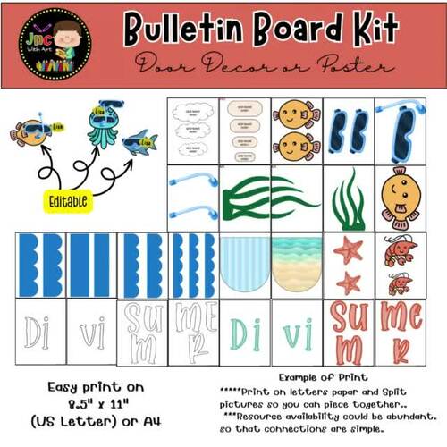 Diving Into Summer Bulletin Board for School Ocean Classroom Door Decor ...