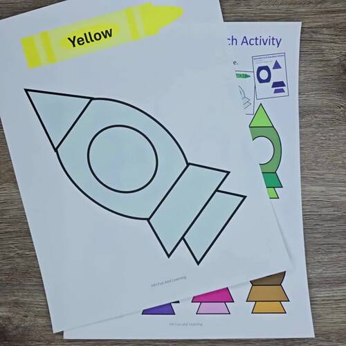 Build A Spaceship Color Match Activity by HH Fun and Learning | TPT