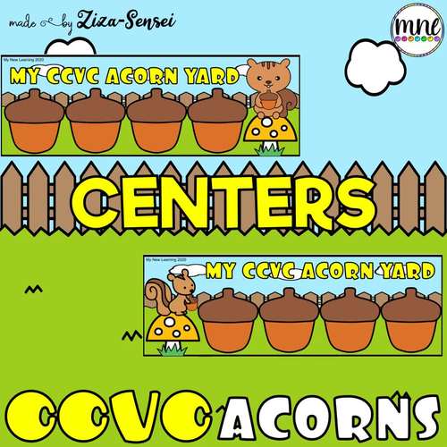 CCVC Words Centers Hands-On Learning Fall Acorn Yard Phonics Literacy ...