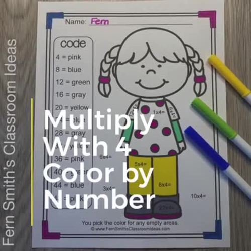 Multiply With 4 Color By Number by Fern Smith's Classroom Ideas | TPT