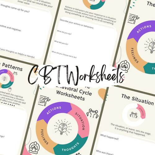 CBT Model Worksheets | Cognitive Behavior Therapy | Psychology | Counseling