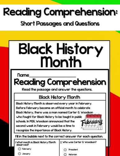 BLACK HISTORY MONTH Reading Passages: WH Questions | Reading Comprehension