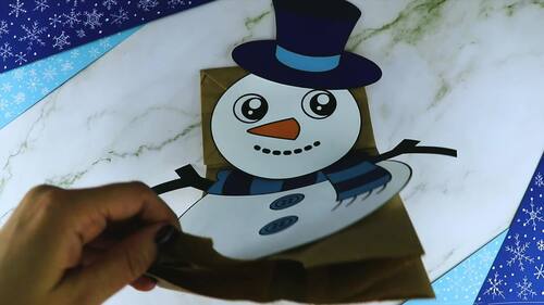 Printable Snowman Paper Bag Puppet Craft Template by Simple Mom Project