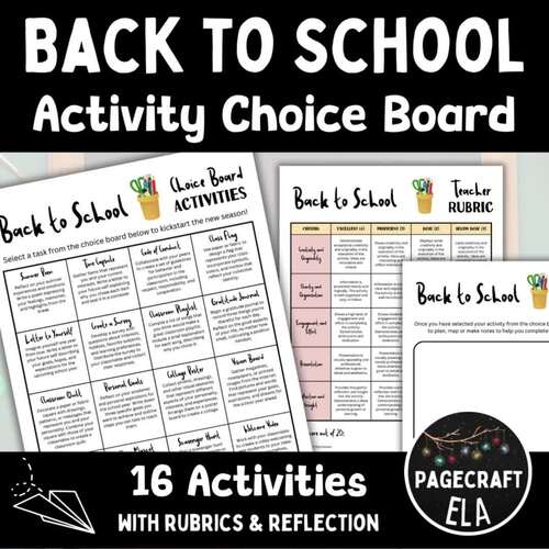 Back to School Classroom Activity Choice Board with Teacher and Student ...