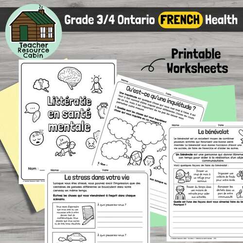 Grade 3/4 Ontario FRENCH HEALTH Workbooks by Teacher Resource Cabin