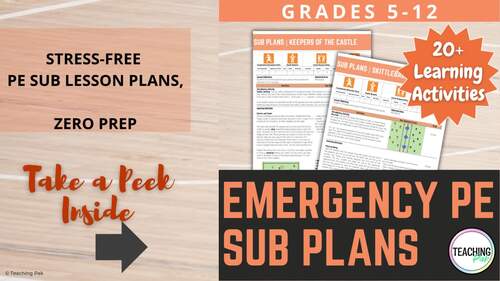 Editable Physical Education Emergency Substitute Lesson Plans Grades 5 - 9