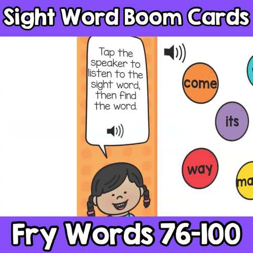 Sight Words Boom Card Bundle - Fry Words 76-100 | TpT