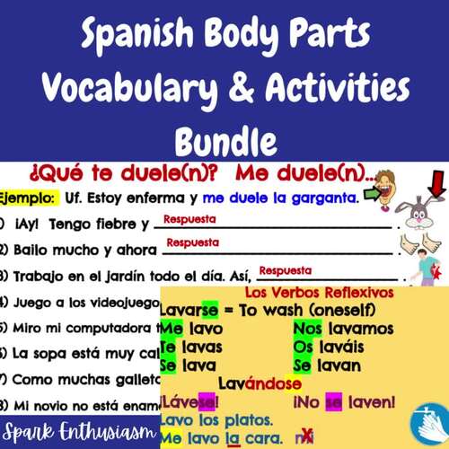 Spanish Body Parts Bundle - Notes, Power Point, Games - Las partes del ...