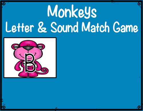 Monkeys Themed Upper & Lowercase Letter & Sound Match Game | TPT
