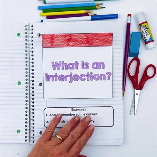 Interjections Interactive Notebook by Right Down the Middle with Andrea