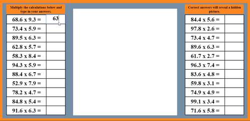 Mystery Digital Pixel Art NO PREP - Halloween Decimal Multiplication Google