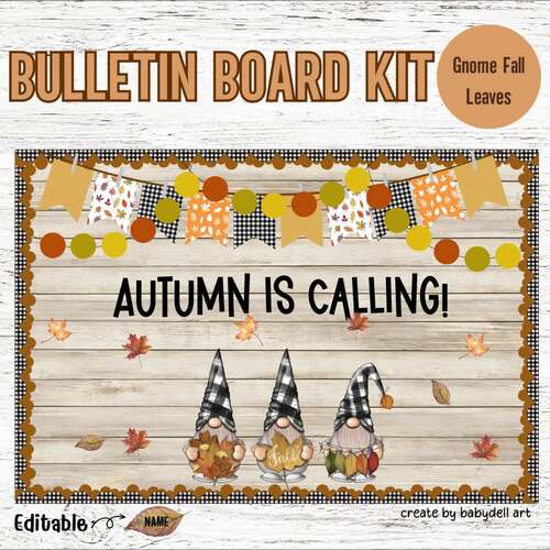 Editable Gnome Fall Bulletin Board Kit | Kindness & Character Education ...