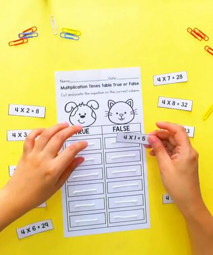 Multiplication Times Table True or False Worksheet by The Joy in Teaching