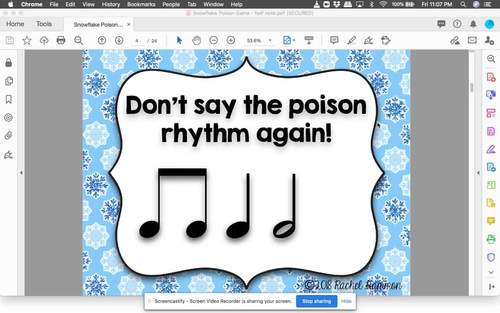 Snowflake Poison Rhythm Game - Half Note by Harmony with Mrs Hahn