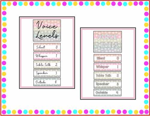 Printable Snowflakes Classroom Voice Levels Cards, Voice Levels Posters