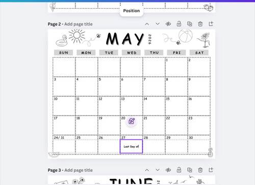 Summer 2026 Calendar | Printable & Editable May June July August ...