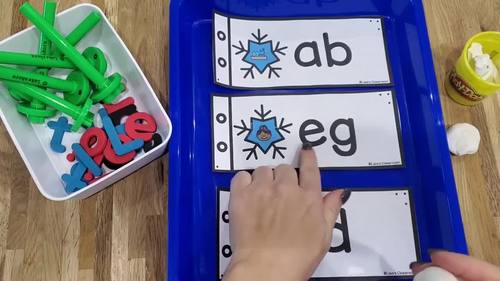 Snowflake Winter Missing Sound CVC SMASH Cards - Morning Work Tubs, Centers