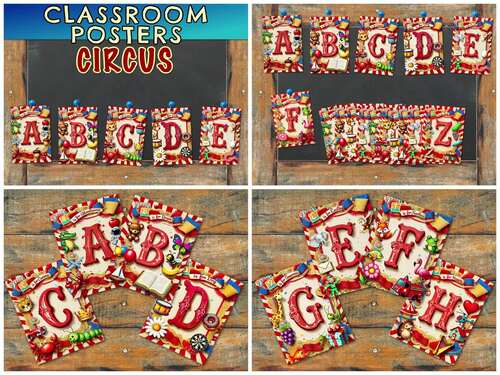 Alphabet Posters A-Z Circus Theme Letter Posters Classroom Decor PreK ...