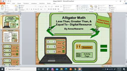 Alligator Math - Less Than, Greater Than, & Equal To – Digital Resource/PP
