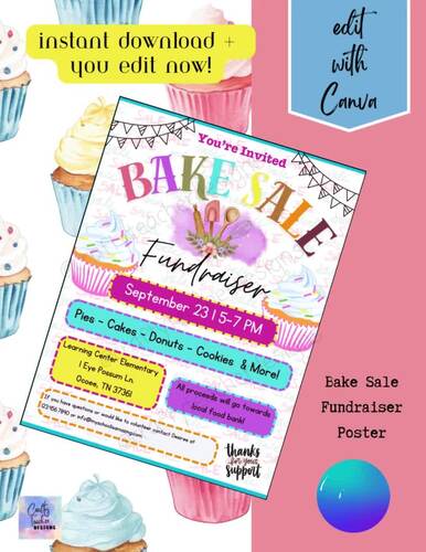 Editable |Bake Sale | Fundraiser | PTO PTA | Churches | Family | Event ...