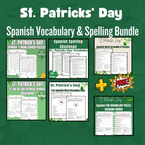 Spanish St. Patrick’s Day Vocabulary & Spelling Puzzles MEGA Bundle ...