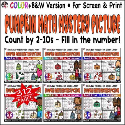 Pumpkin Skip Counting by 2s - 10s – Fall Math Mystery Picture Bundle ...