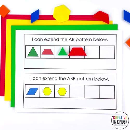 Extend the Pattern Task Cards Math Centers by Kreative in Kinder