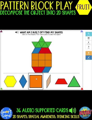 Pattern Blocks digital 2D shapes activities | Fruit "What am I built of"