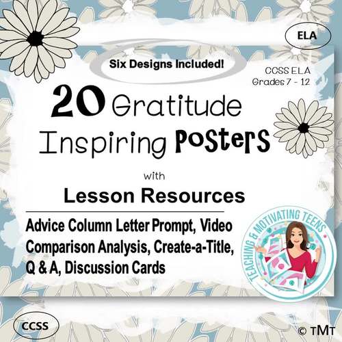 Gratitude Posters & ELA Lessons | Great for November & Thanksgiving
