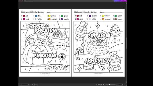 Halloween Color by Number Code, Coloring Pages Witch, Vampire, Bats, Ghosts