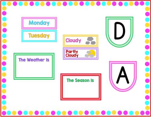 Printable Bright Classroom Calendar Labels, Pocket Size Number Labels