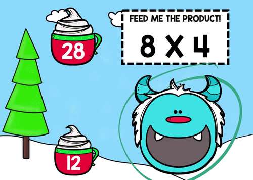 Winter Multiplication Fact Fluency Practice Digital Math Boom Cards