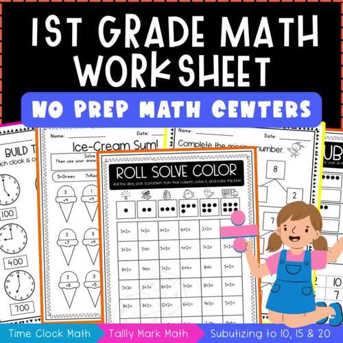 1st Grade Math Worksheet - No Prep Math Centers Seasonal Morning Work