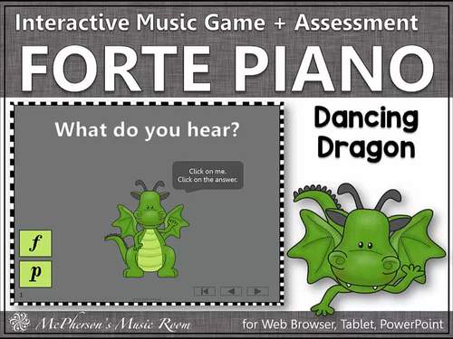 Music Dynamics Forte and Piano Interactive Music Game + Assessment {dragon}