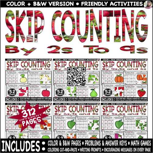 Skip Counting by 7s 8s & 9s, Mystery color Picture Activities Math ...