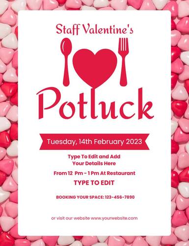 Valentine Day Potluck Brunch Lunch (4) Fully Customize your Flyer Ready ...