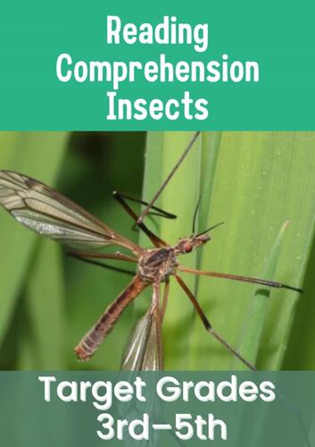 Crane Flies Nonfiction Reading Comprehension Worksheets | Insects ...