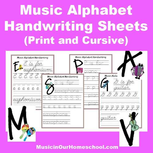 Music Alphabet Handwriting Practice Sheets A to Z by I Choose Joy ...