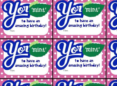 York Peppermint Chocolate Birthday Gift Tag- You're 'mint' to have an ...