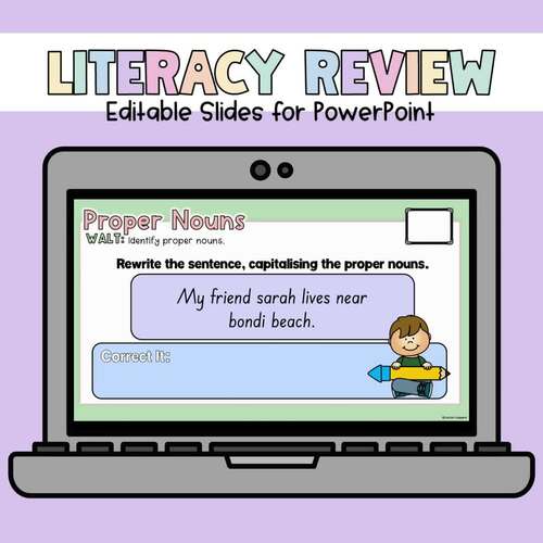 Editable Daily Literacy Review Slides for Use with Mini Whiteboards