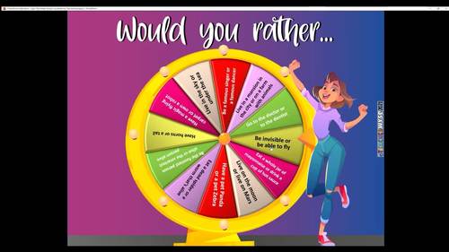 Spin The Wheel | Would you Rather | Digital Game for PowerPoint | Editable