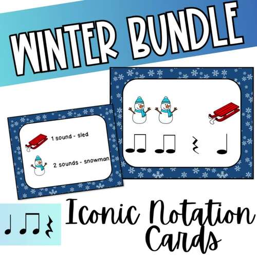 Winter Pre Rhythm Iconic Notation Card Bundle + PowerPoint + Kaboom