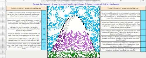 Digital Math Pixel Art Mystery Picture 4th Grade TEKS 4.4.H - Word Problems
