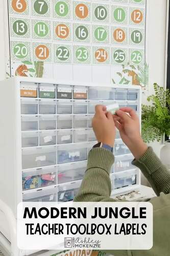 Modern Jungle Classroom Decor | Teacher Toolbox Labels - Editable!