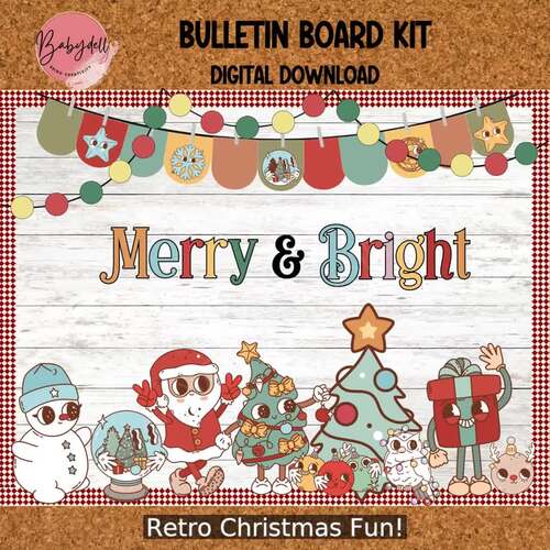 Groovy Retro Christmas Bulletin Board Kit | Merry & Bright Decor ...