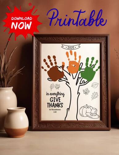 Thanksgiving Fall Thankful Tree Handprint Craft Printable Sunday School ...