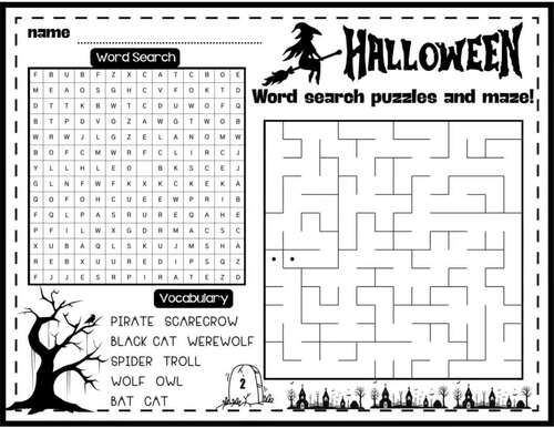 Halloween Word Search 1st and 2nd Grade | Fun Vocabulary Activity ...