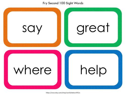 Sight Word Flash Cards - Fry Second 100 , High Frequency Words, T-133