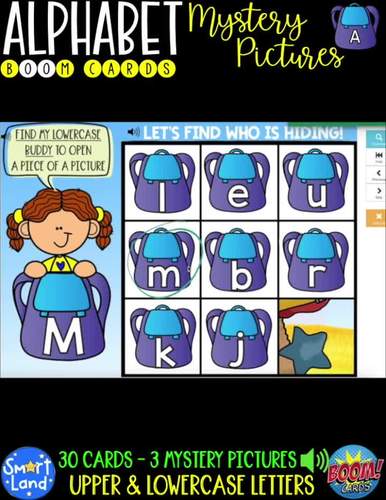 Alphabet practice Mystery Pictures digital cards | Backpack | TPT